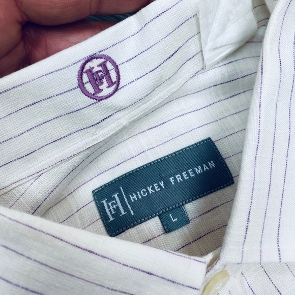 Hickey Freeman | Shirts | Hickey Freeman White Wpurple Stripe Linen ...